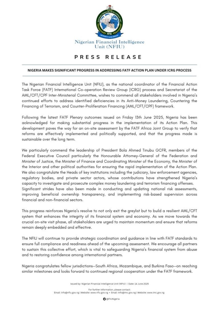 AFRICAN CENTRE WELCOMES NIGERIA'S PROGRESS ON FATF ACTION PLAN - The ...